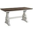 Amazon.com - Drake Counter Table, Rustic White & French Oak - Tables