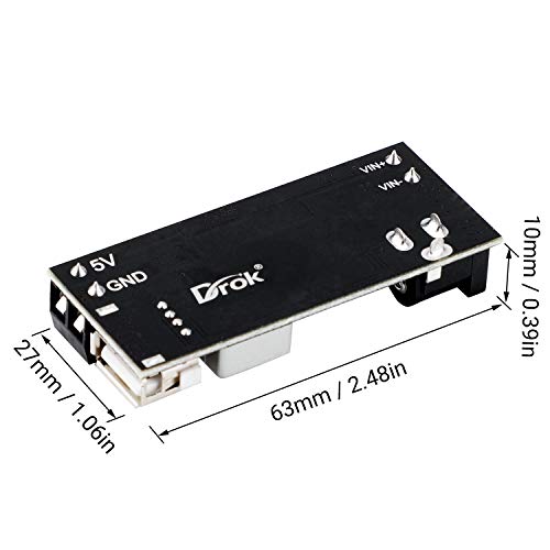 Buck Converter 12v to 5v, DROK 5A USB Voltage Regulator DC 9V-36V Step Down to DC 5V-5.3V 5.2V 3 ...
