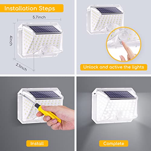 Solar Lights Outdoor,Aigostar Solar Powered Wall Light,Motion Sensor Security Flood Lights,270 ...
