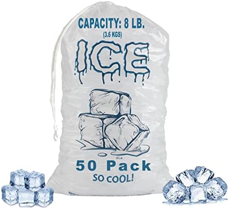 Party Bargains Plastic Ice Bags with Drawstring | 8 Lb. Durable & Heavy ...