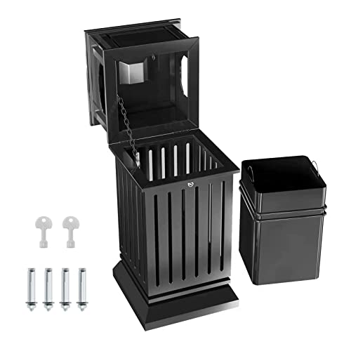 BEAMNOVA Trash Can Outdoor Top Tray Black Stainless Steel Commercial ...