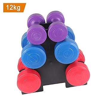 Everlast Unisex 12Kg Dumbbell Set Large Dumbells Workout Multi 12KG SET ...