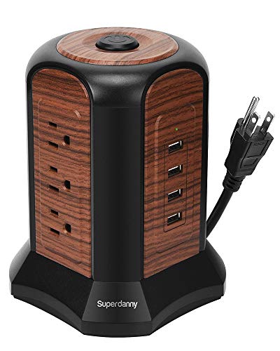 SUPERDANNY Power Strip Tower Surge Protector, 10 Ft Extension Cord with ...