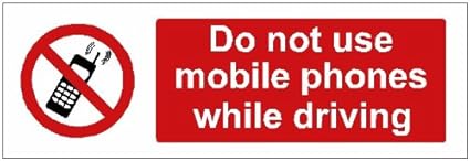 Do not use mobile phones while driving sign / sticker - W150 mm x H50 ...