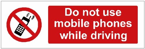 Do not use mobile phones while driving sign / sticker - W150 mm x H50 ...