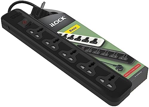 iLOCK power strip 5 universal outlets with switch (Black) price in ...