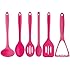 Funky Hot Pink 6 Piece Silicone Kitchen Utensils / Tools Set: Amazon.co ...