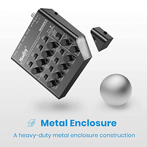 Moukey Audio Mixer Line Mixer, DC 5V, 8-Stereo Ultra, Low Noise 8-Channel for Sub-Mixing, Ideal ...