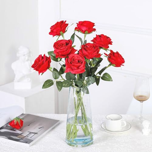 50% discount on 12 Pcs Artificial Roses,19.29in Silk Single Stem Roses ...