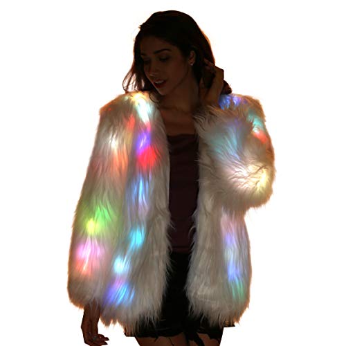 Jiruiwenlight Up Coat Fur Led Jacket For Women Glow White | Desertcart ...