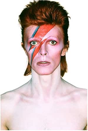David Bowie with Red Hair and Red and Blue Painted Stripe on Face ...