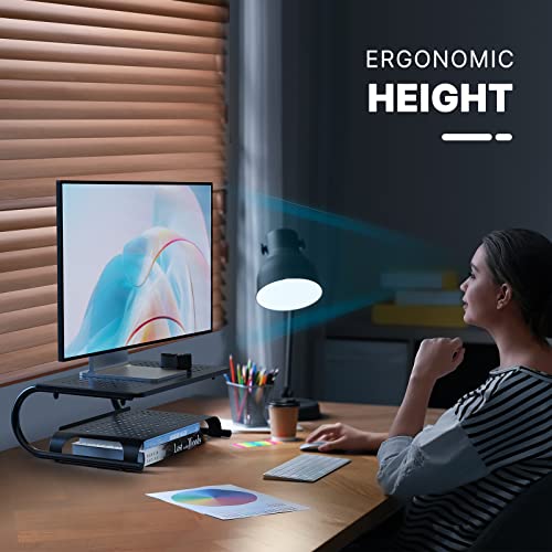 HUANUO Monitor Stand, 2 Tier Monitor Riser with Storage, Vented ...