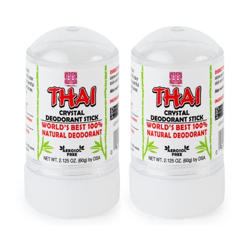 2 PACK Thai Crystal Deodorant Stone Stick Potassium Alum All Natural