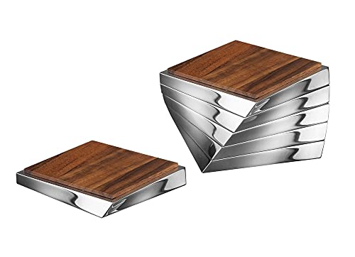 nambe Twist Coaster 6-Piece Set | Wooden Drinks Coasters for Tabletop ...