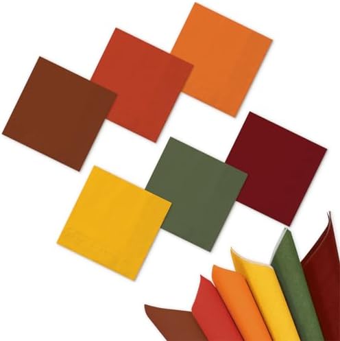 Whaline 120Pcs Fall Colors Cocktail Napkin Autumn Brown Orange Green ...
