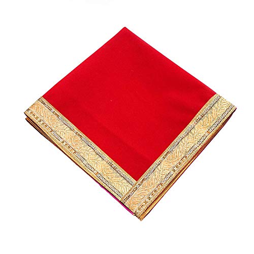 Buy MARSHLAND Red Velvet Pooja Cloth Altar Puja Aasan Pooja Cloth ...