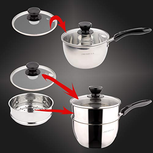 2 Tier Stainless Steel Universal Steamer with Lid, Stackable Cookware ...