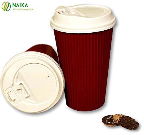 Eco-friendly | Red Ripple Coffee Cups with Lids | Disposable Insulated ...