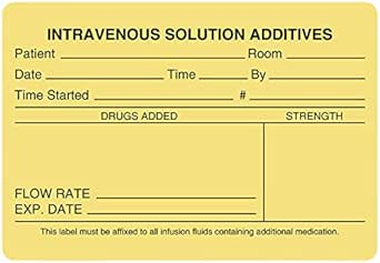 Amazon.com: United Ad Label Line IV Labels INTRAVENOUS Solution ...