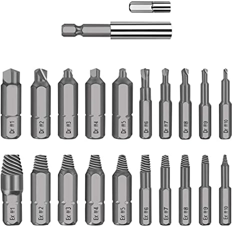 Damaged Screw Extractor Set, 22 PCS Stripped Screw Extractor Kit for ...