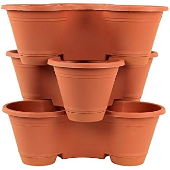 Amazon.com : 3 Tier Stackable Vertical Plastic Planter Mini Garden Herb ...
