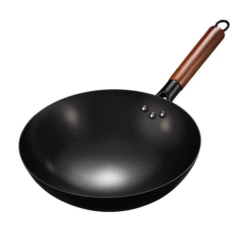 Carbon steel wok pan （12 Inch Round Bottom） Black Steel Wok , Nonstick ...