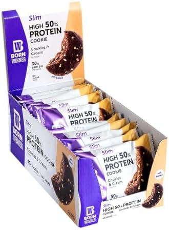 BW Born Winner Protein Cookie Slim cookies and cream 12 x 60 g has 30g ...