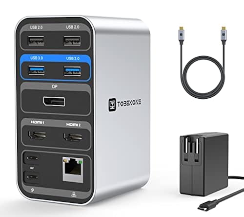 Powered USB C Docking Station Dual Monitor, TOBENONE Laptop Docking ...