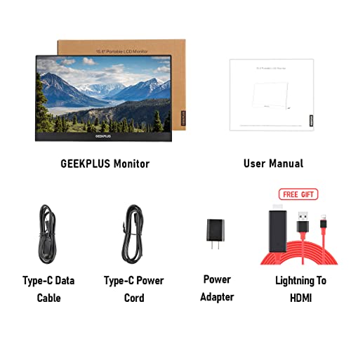 Portable Monitor-GEEKPLUS 15.6inch 1080P USB-C Laptop Monitor HDMI ...
