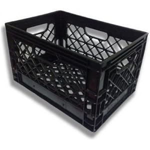 3 Pack Black Heavy Duty Rectangular Stackable Dairy Milk Crates: Amazon ...