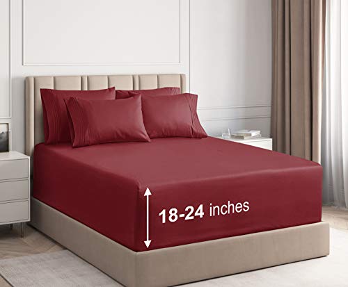 Extra Deep Pocket Sheets - 6 Piece Sheet Set - Queen Sheets Deep Pocket ...