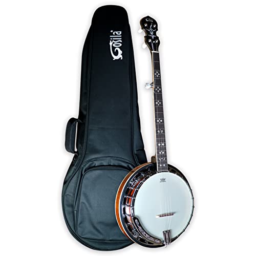 Gosila 5 String Full Size Banjo Solid Back With Beginner Kit Remo Head ...