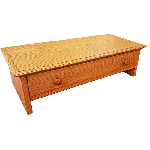 Amazon.com: Wood Monitor Stand with Drawer and Cubby in RED OAK- Large ...