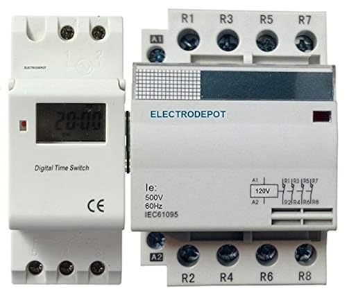 Electrodepot Time Switch 7 Days, 24 Hrs Control 110VAC 120V 30A 4 Pole ...