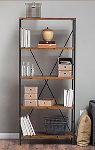 Amazon.com: Rustic Wood Bookcase with Adjustable Shelves Featuring an ...