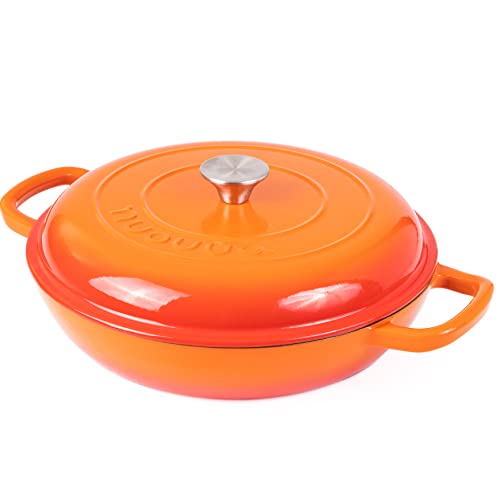 Cast Iron Dutch Oven with Lid – Non Stick Shallow Dutch Oven Pot, Oven ...