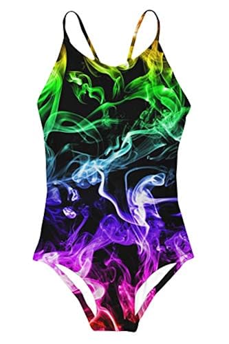 AIDEAONE Little Girls One Piece Swimming Suits 3D Printed Colorful ...