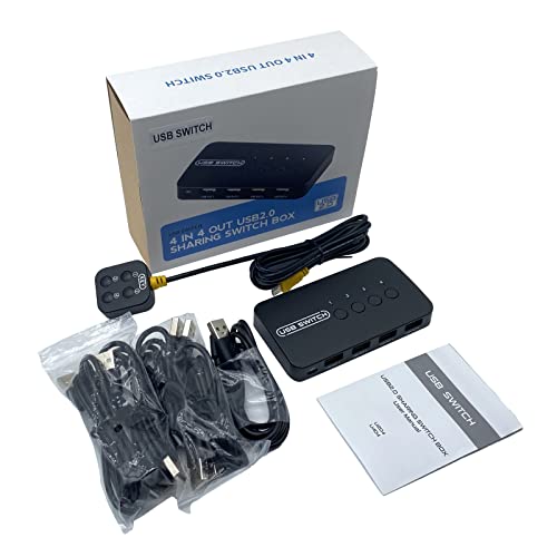 USB Switch Selector 4 Port, USB Switch Box 4 in 4 Out for 4 Computers ...