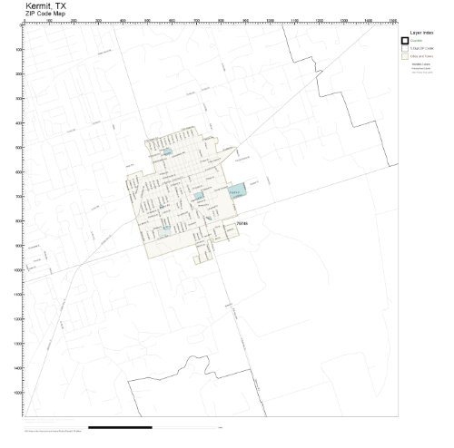 ZIP Code Wall Map of Kermit, TX ZIP Code Map Not Laminated - Import It All