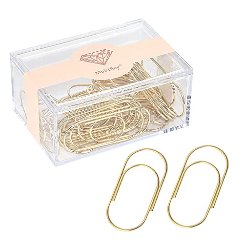 Gold Jumbo Paper Clips, Multibey 2" Non-Skid Metallic Large Wide Paper ...