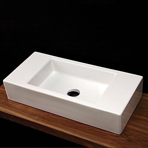 Wall-mount or above-counter porcelain lavatory without an overflow ...