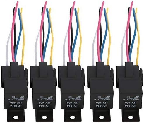 12V Relay & Relay Socket Kit, 5 pieces 12 V 30 A / 40 A car relay, car ...