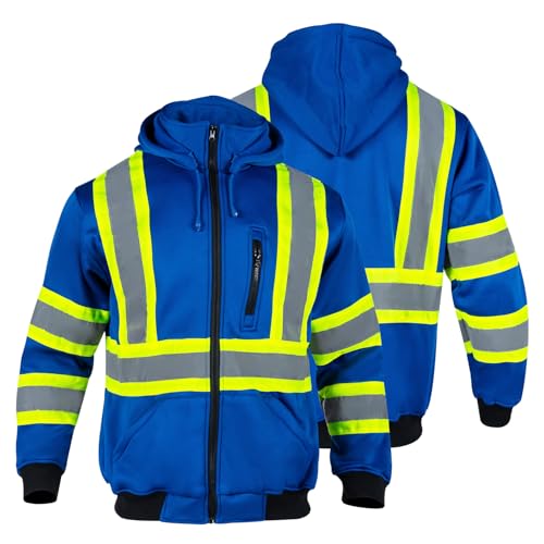 Drizomo High Visibility Safety Fleece Hoodie for Men ANSI Class 1 ...