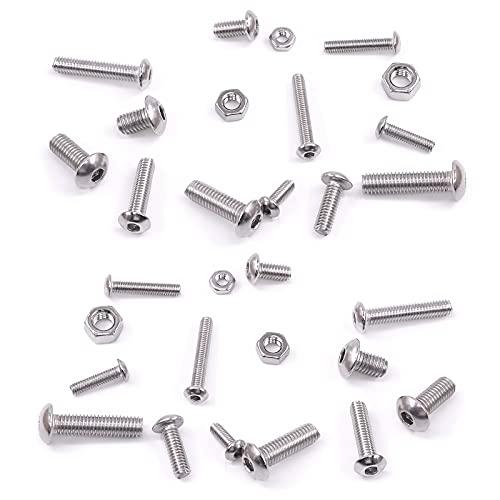 Hilitchi 460-Piece M3 M4 M5 Stainless Steel Button Head Hex Socket Head Cap Bolts Screws Nuts ...