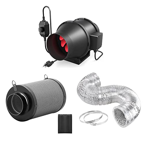 iPower 4 Inch 200 CFM Exhaust Inline Fan with Speed Controller and Air ...