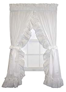 Amazon.com: Madelyn Ruffled Priscilla Window Curtain with Bow Tie Backs ...