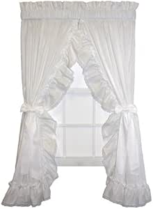 Amazon.com: Madelyn Ruffled Priscilla Window Curtain with Bow Tie Backs ...