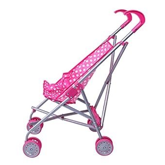Precious Toys Pink & White Polka Dots Foldable Doll Stroller with ...
