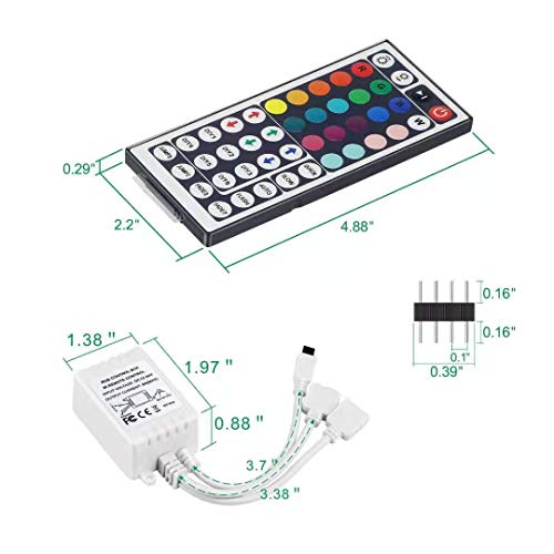 DUNZHITECH 2-Port 44 Keys LED RGB Wireless IR Remote Control for 5050 ...