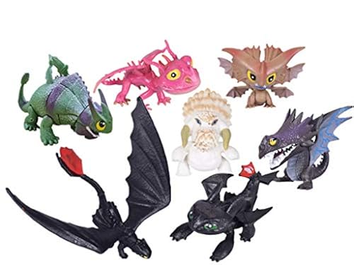 Max Fun 7 Pcs HTTYD Dragon Action Figures Night Fury Toothless Kids ...